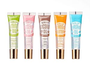 broadway vita-lip clear lip gloss 0.47oz/14ml (5pcs mint & coconut & rosehip & mango butter & argan oil) (5 pcs set)