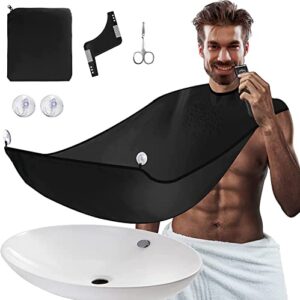 besititli beard bib apron kit, beard hair clippings catcher for men shaving & trimming, non-stick waterproof grooming cape apron with adjustable neck straps, best gift for men