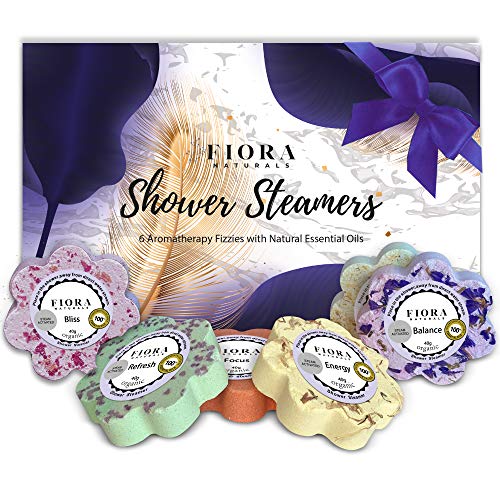 Shower Bombs Aromatherapy Gift Set- 6 Shower Steamers Vapor Tablets with Organic Essential Oils for Stress Relief, Vaporizing Spa Shower, Bath Bomb for Shower, Shower Melts - Selfcare Gift for Her