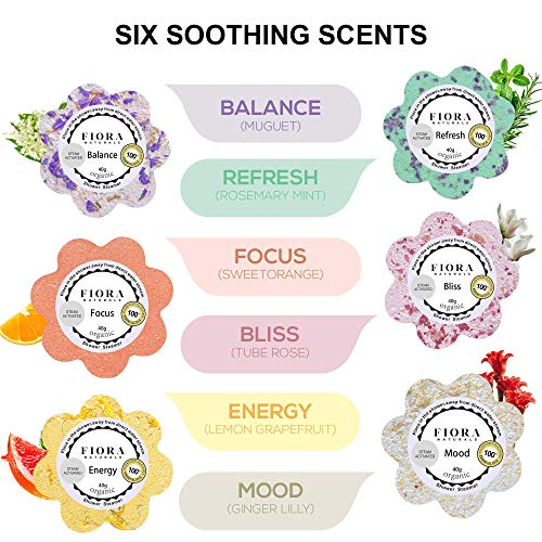 Shower Bombs Aromatherapy Gift Set- 6 Shower Steamers Vapor Tablets with Organic Essential Oils for Stress Relief, Vaporizing Spa Shower, Bath Bomb for Shower, Shower Melts - Selfcare Gift for Her