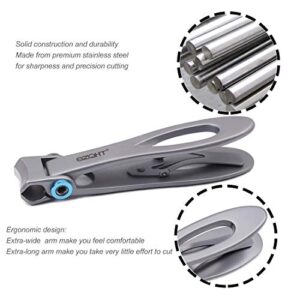 SZQHT 15mm Wide Jaw Opening Nail Clippers for Thick Nails,Finger Nail Clippers for Ingrown Toenail Clippers for Men,Tough Nails, Seniors, Adults.Deluxe Sturdy Stainless Steel Big(Silver)