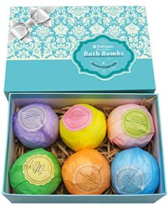 bath bombs ultra lux gift set – 6 xxl fizzies with natural dead sea salt cocoa and shea essential oils – best gift idea for birthday, mom, girl, him, kids – add to bath basket