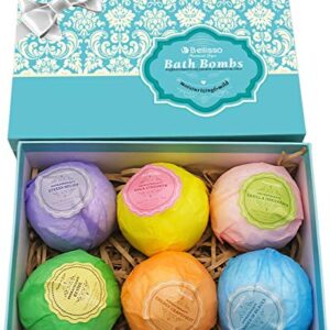 Bath Bombs Ultra Lux Gift Set - 6 XXL Fizzies with Natural Dead Sea Salt Cocoa and Shea Essential Oils - Best Gift Idea for Birthday, Mom, Girl, Him, Kids - Add to Bath Basket