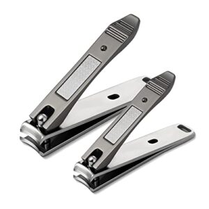 bezox nail clipper set, ergonomic toenail clippers with non-slip design, professional fingernail clipper for men and women with nail file and delicate tin case, 2 pcs