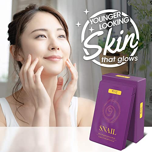 LA PURE Korean Face Mask - Hydrating Sheet Mask, Beauty Snail Mask, Anti-Wrinkle Korean Skin Care, Anti-Aging Sheets Pack, Hydration Mask, Deep Moisturizing Facemask, 10 Facial Masks for Women & Men