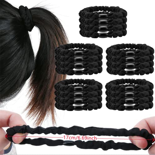 20pcs Scrunchies Satin Hair Ties Small Mini Thin Elestics Ponytail Holder Hair Bands Scrunchy For Thick Curl Hair Holiday Hair Ties Accessories No Damage Hairties daily Gift for Women Girls Teen(Thick Black)