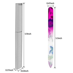 5 Pack Glass Nail Files with Case Crystal Glass Fingernail Files Double Sided Glass Nail File Mixed Color Manicure Set for Gentle Nail Care for Women Girls Christmas