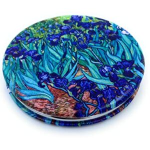 Aeisage Pocket Mirror for Women Small Travel Mirror Magnifying Van Gogh Irises Flower Purse Mirror Compact Unique Gift for Artistic Mom Diameter 2.75 x 0.4 Thickness