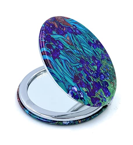 Aeisage Pocket Mirror for Women Small Travel Mirror Magnifying Van Gogh Irises Flower Purse Mirror Compact Unique Gift for Artistic Mom Diameter 2.75 x 0.4 Thickness