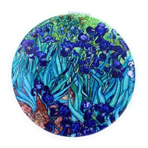 Aeisage Pocket Mirror for Women Small Travel Mirror Magnifying Van Gogh Irises Flower Purse Mirror Compact Unique Gift for Artistic Mom Diameter 2.75 x 0.4 Thickness