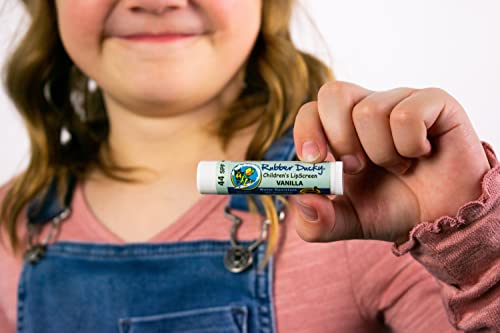 Rubber Ducky - Kid's SPF 44 Lip Balm - Moisturizing Vitamin E Sunscreen For Lips - All Season Broad Spectrum UV Protection - Waterproof 80 Mins -NO-OX Protectant - Clear - Vanilla (3 Packs)