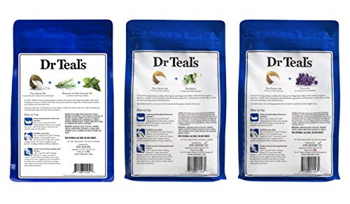 Dr. Teal's Pure Epsom Salt Soaking Solution Mothers Day Gift Set (3 Pack, 3lbs ea.) - Soothe & Sleep Lavender, Relax & Relief Eucalyptus & Spearmint, Wellness Therapy with Rosemary & Mint - At Home