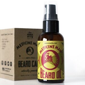 medicine man’s anti-itch beard oil 2 fl oz – 100% natural & organic leave-in conditioner for men