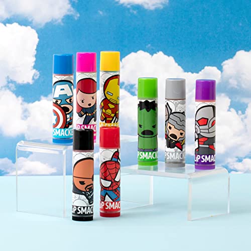 Lip Smacker Marvel Avenger Flavored Lip Balm Party Pack 8 Count, Super Hero, Spirderman, Iron Man, Captain America, Clear, For Kids