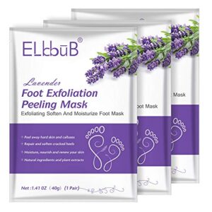 foot peel mask -(3pack) exfoliating foot peel mask, peel away calluses & dead skin, baby soft smooth touch feet-men women (lavender)