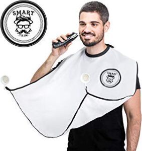 smart trim beard catcher for shaving – non-stick material beard apron for men – beard hair catcher for easy clean up & clog-free drain – easy to install beard cape – includes suction cups & travel bag