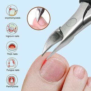 SGNekoo Toenail Clippers for Thick Nails Podiatrist Toe Nail Cutter Ingrown Nipper Easy Control Non-Slip Handle for Man Women Adult Seniors Stainless Steel Manicure Pedicure Tools(GJ131P6)