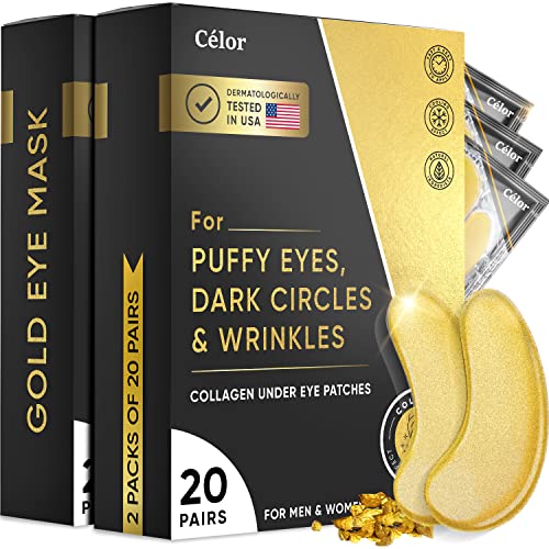 Under Eye Patches (40 Pairs) - Eye Mask Gold - Under Eye Mask Amino Acid & Collagen Skin Care, Eye Patches for Puffy Eyes, Eye Masks for Dark Circles and Puffiness, Under Eye Masks for Self Care - Eye Mask For Bachelorette Party