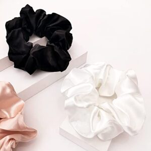 Scrunchies Hair Ties Satin Silk Accessories for Women - Elastic Cute Soft No Damage Big Scrunchie No Crease Stretchy Hair Girls Ponytail Holders Hair Ties For Thick Curl Hair Bracelet Hair Tie