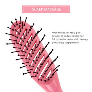 FIXBODY Curved Vent Hair Brush for Blow Drying, Styling and Solon, Detangling Hair Brush for Short Thick Tangles Hair, Both Men and Women, Pink