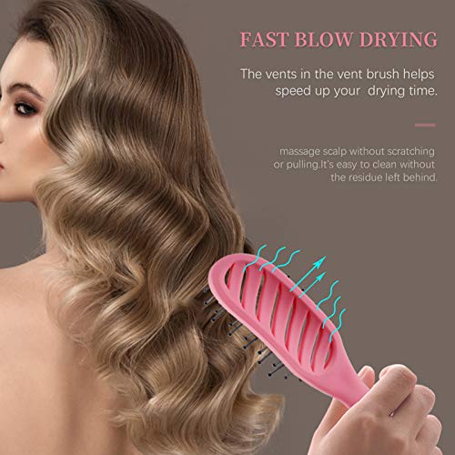 FIXBODY Curved Vent Hair Brush for Blow Drying, Styling and Solon, Detangling Hair Brush for Short Thick Tangles Hair, Both Men and Women, Pink