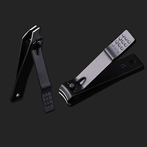 Aubcee Nail Clipper Set, Manicure, Pedicure Kit, 7 in 1 Black Stainless Steel Professional Grooming Kit with Black Leather Travel Case