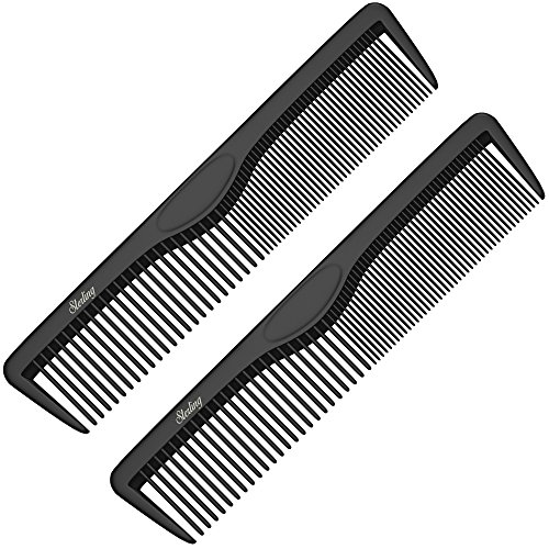 Small Pocket Combs | 2 Pack | Professional 5 Inch Black Carbon Fiber Hair Comb | Fine And Wide Tooth Travel Comb Set | Anti Static Chemical and Heat Resistant | Mens Beard And Styling Haircomb | Ba