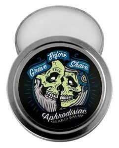 grave before shave leather/cedar wood scent beard balm (2 oz. tin)