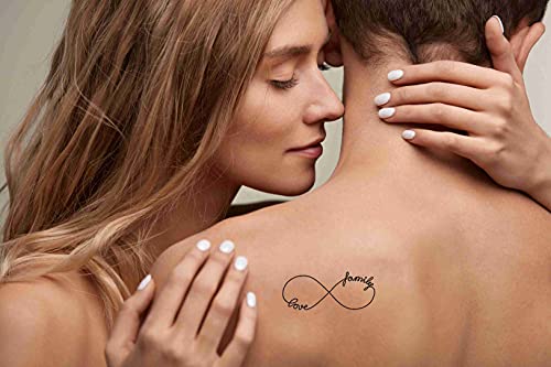 Dopetattoo 6 Sheets Temporary Tattoos Infinity Symbols Tattoo Love Family Temporary Tattoo Neck Arm Chest for Women Men Adults 3.7 X 3.7 Inch