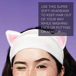 I DEW CARE Face Wash Headband - White Cat | Gift, Spa day, Soft, Cute for Makeup, Shower, Teen Girls Stuff, 1 Count