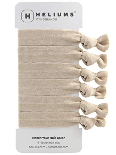 Cyndibands Match Your Hair Color Elastic Knotted Ribbon Ponytail Holders - 6 Count (Ash Blonde)