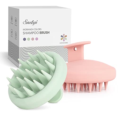 Sndyi 2Ps Silicone Scalp Massager Shampoo Brush, Hair Scrubber with Soft Silicone Bristles, Scalp Scrubber/Exfoliator for Dandruff Removal, Wet Dry Scalp Brush for Hair Growth & Scalp Care