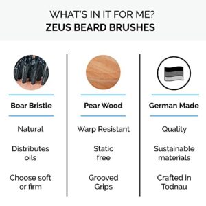 ZEUS Beard & Mustache Brush with Handle, Boar Bristle Brush for Untangling Beard Hairs – MADE IN GERMANY (SOFT BRISTLES) J92