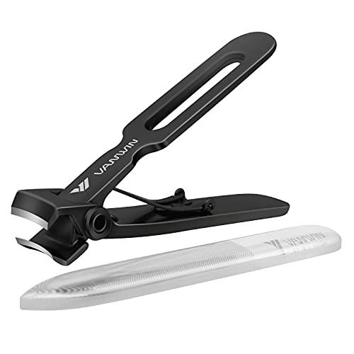 VANWIN Nail Clippers for Thick Nails, 16mm Wide Jaw Opening Oversized Toenail Clippers Cutter with Sharp Curved Blade and Nail File, Heavy Duty Stainless Steel Fingernail Clippers for Seniors Elderly