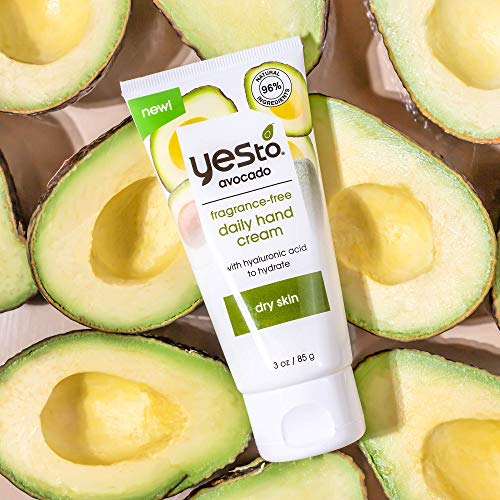 Yes To Avocado Fragrance Free Daily Hand Cream, Fast-Absorbing Formula That Combats Signs Of Aging, With Omega 3 Fatty Acids, Hyaluronic Acid & Glycerin, Natural, Vegan & Cruelty Free, 3 Oz (2 Pack)