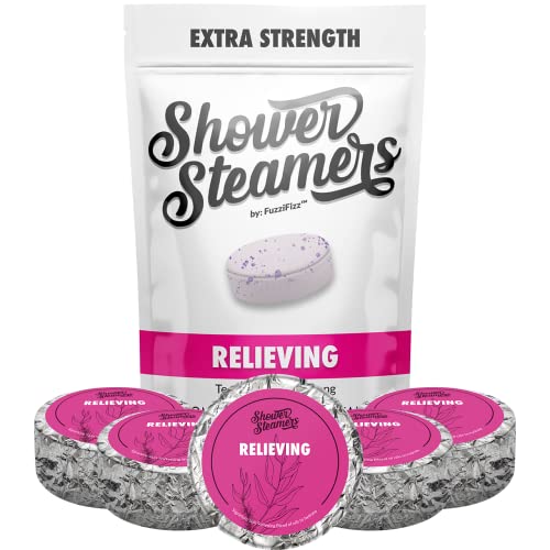 FuzziFizz Shower Steamers Aromatherapy Essential Oil Scented Shower Bombs | Bath Shower Tablets | Spa Shower Steamer Pods | Stress Relief Self Care Gifts for Women, Relieving Bath Vapor (Pack of 8)