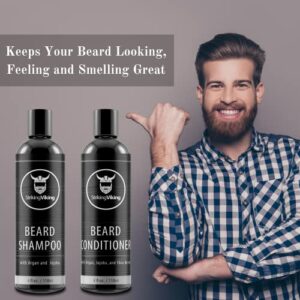 Beard Shampoo and Beard Conditioner for Men, All-Natural Beard Wash Set Cleanse Softens & Conditions with Organic Argan and Jojoba Beard Oils, Sulfate & Paraben Free by Striking Viking