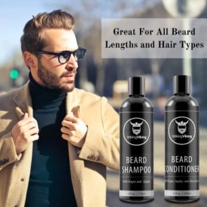 Beard Shampoo and Beard Conditioner for Men, All-Natural Beard Wash Set Cleanse Softens & Conditions with Organic Argan and Jojoba Beard Oils, Sulfate & Paraben Free by Striking Viking