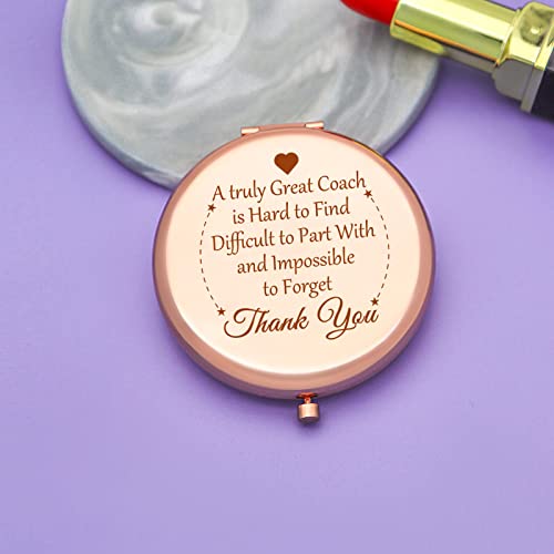 Coach Appreciation Gifts Cheer Coach Gift Rose Gold Compact Mirror Football Basketball Swimming Volleyball Coach Retirement Gifts for Coach Thank You Gifts for Coach Birthday