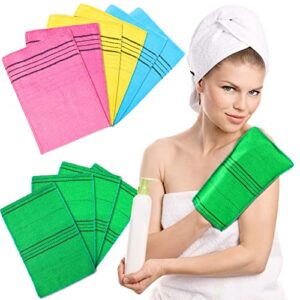 10 pieces korean exfoliating washcloth mitt asian exfoliating bath body scrub mitt italy towel double sided exfoliating cloth gloves dead skin japanese spa wash cloth (mix color)