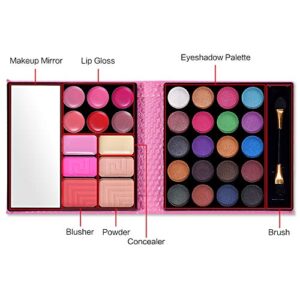 All in One Makeup Kit - 20 Eyeshadow, 6 Lip Glosses, 3 Blushers, 2 Powder, 1 Concealer, 1 Mirror, 1 Brush, Make Up Gift Set for Teen Girls, Beginners And Pros