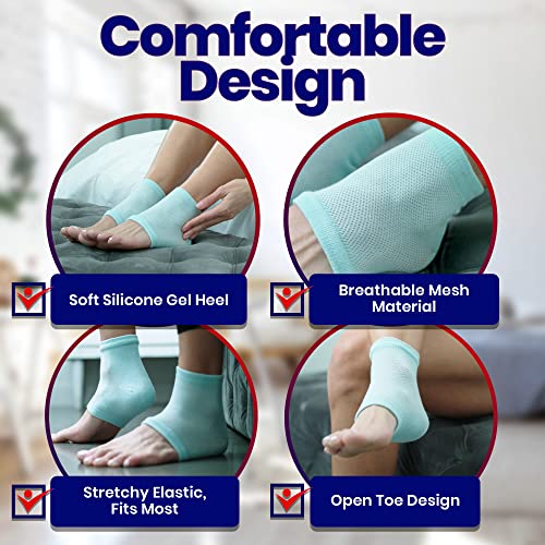 Moisturizing Socks for Cracked Heel Repair - Dry Heels Treatment for Rough Feet, Toeless Aloe Lotion Moisturizer Silicone Gel Lined Moisture Spa Heel Socks Pedicure Foot Care for Women Men Fits Most