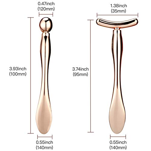 Lisapack 2PCS Metal Eye Cream Applicator Wand Stick, Massager Tool for Facial Massage, Reduce Puffiness (Rose Gold)