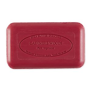 Pre de Provence Artisanal Soap Bar, Natural French Skincare, Enriched with Organic Shea Butter, Quad Milled for Rich, Smooth & Moisturizing Lather, Cashmere Woods, 5.3 Ounce