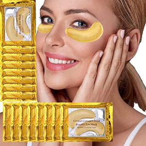 delisoul 30 pairs 24k gold collagen under eye masks crystal eye patches gel moisturizing anti aging hydrating reducing puffiness dark circles and wrinkles eye pads for women and men