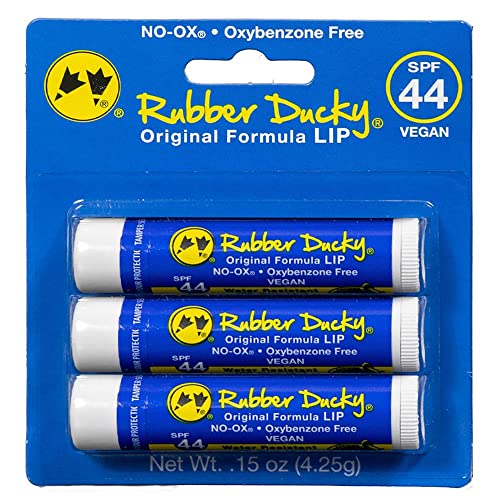 Rubber Ducky - SPF 44 Lip Balm - Moisturizing Vitamin E Sunscreen For Lips - All Season Broad Spectrum UV Protection - Waterproof 80 Minutes - NO-OX Protectant - Clear - Vanilla - 3 Pack