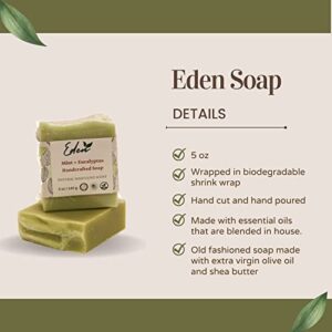 EDEN Daily Essentials - Men’s Soap - Natural Soap Bar - Mint Eucalyptus Hair & Body Soap Bar with Kaolin Clay and Peppermint Essential Oil - Masculine Scent - Made with Pure Essential Oils - Shampoo Bar - Olive Oil Soap - Shea Butter Soap - Handmade Soap