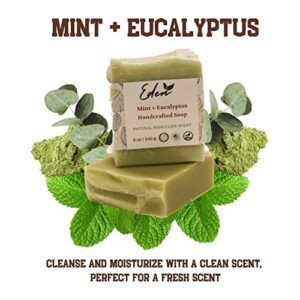 EDEN Daily Essentials - Men’s Soap - Natural Soap Bar - Mint Eucalyptus Hair & Body Soap Bar with Kaolin Clay and Peppermint Essential Oil - Masculine Scent - Made with Pure Essential Oils - Shampoo Bar - Olive Oil Soap - Shea Butter Soap - Handmade Soap