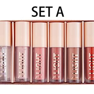 MAEPEOR Shiny Lipgloss Set 6PCS Smooth Moisturizing Lip Gloss Neutral Nude Nourishing Glossy Lipgloss (6PCS Set A)