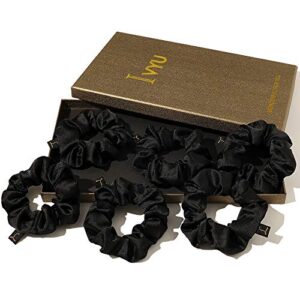 scrunchies black satin silk hair ties – women hair bands scrunchy for thick curl hair no crease hair accessories soft ropes ponytail holder no hurt your hair